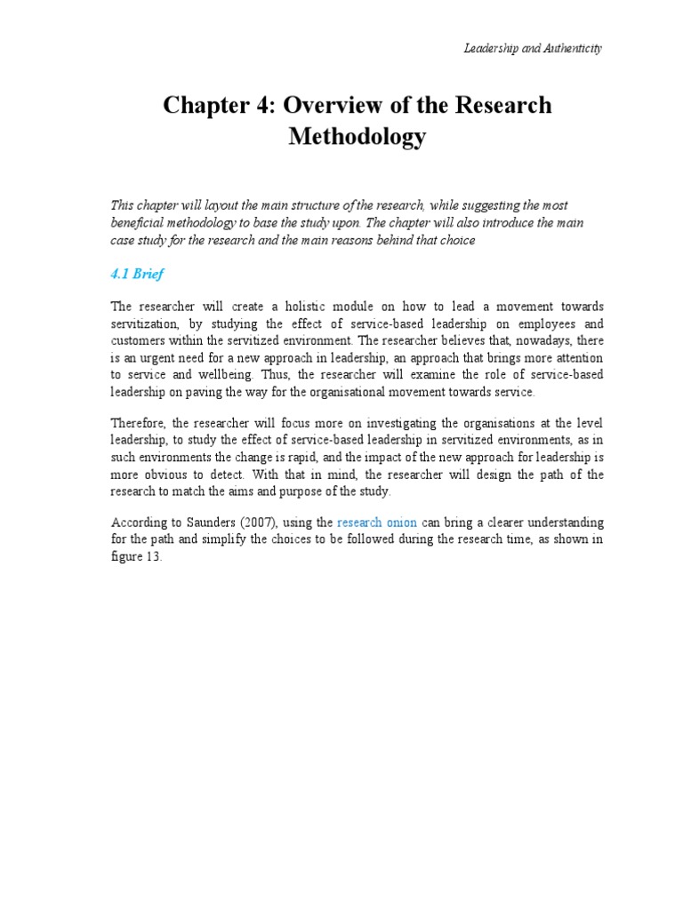 Chapter 4: Overview of The Research Methodology: 4.1 Brief | PDF ...