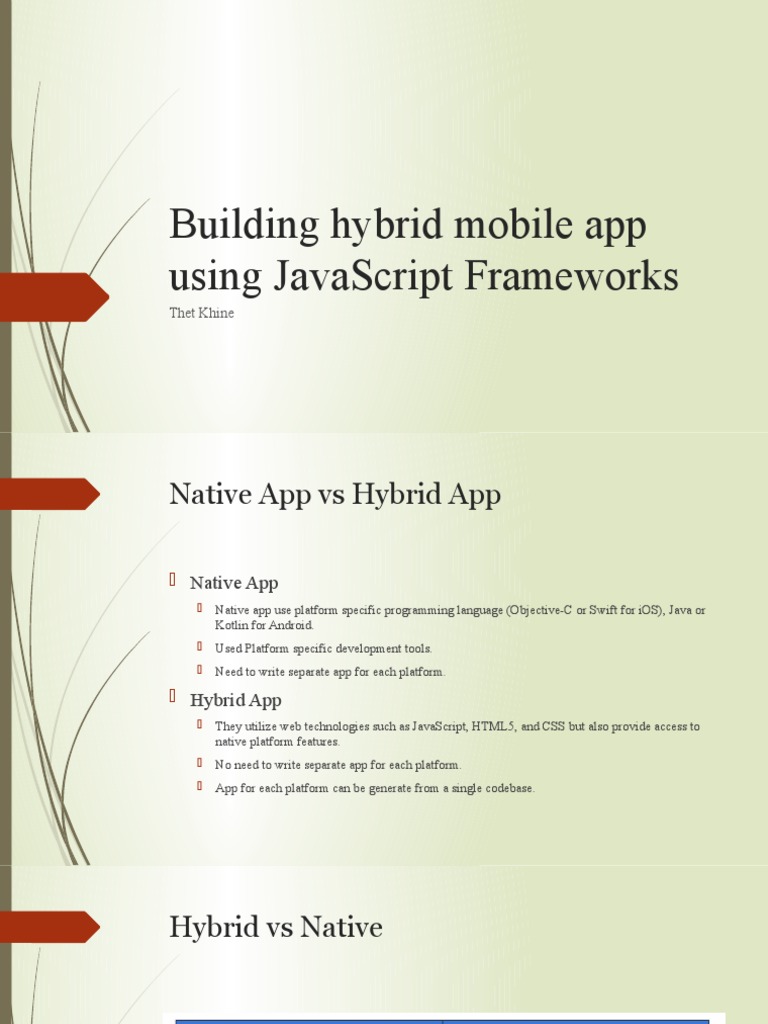 Building Hybrid Mobile App Using Javascript Frameworks Thet Khine Pdf Mobile App Digital