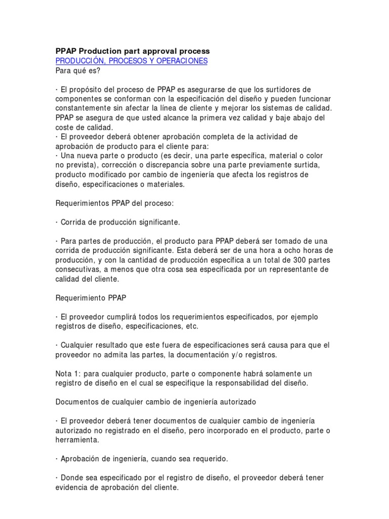 Que Es PPAP | PDF | Diseño | Medición