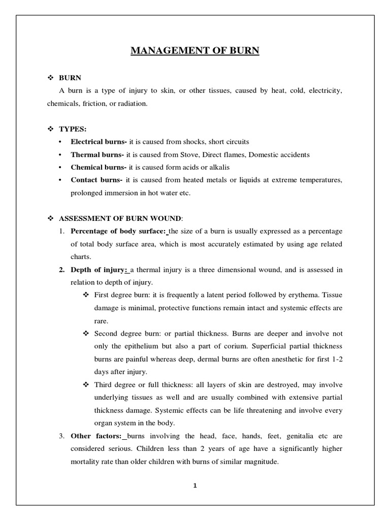 Management of Burn PDF | PDF | Burn | Medicine