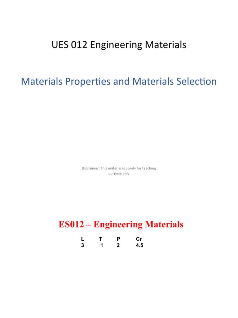 Engineering Materials & Selection | PDF | Materials Science | Chemistry