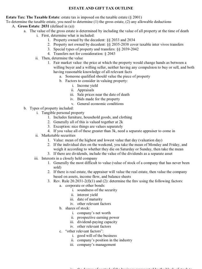 Estate and Gift Tax Outline | PDF | Trust Law | Concurrent Estate