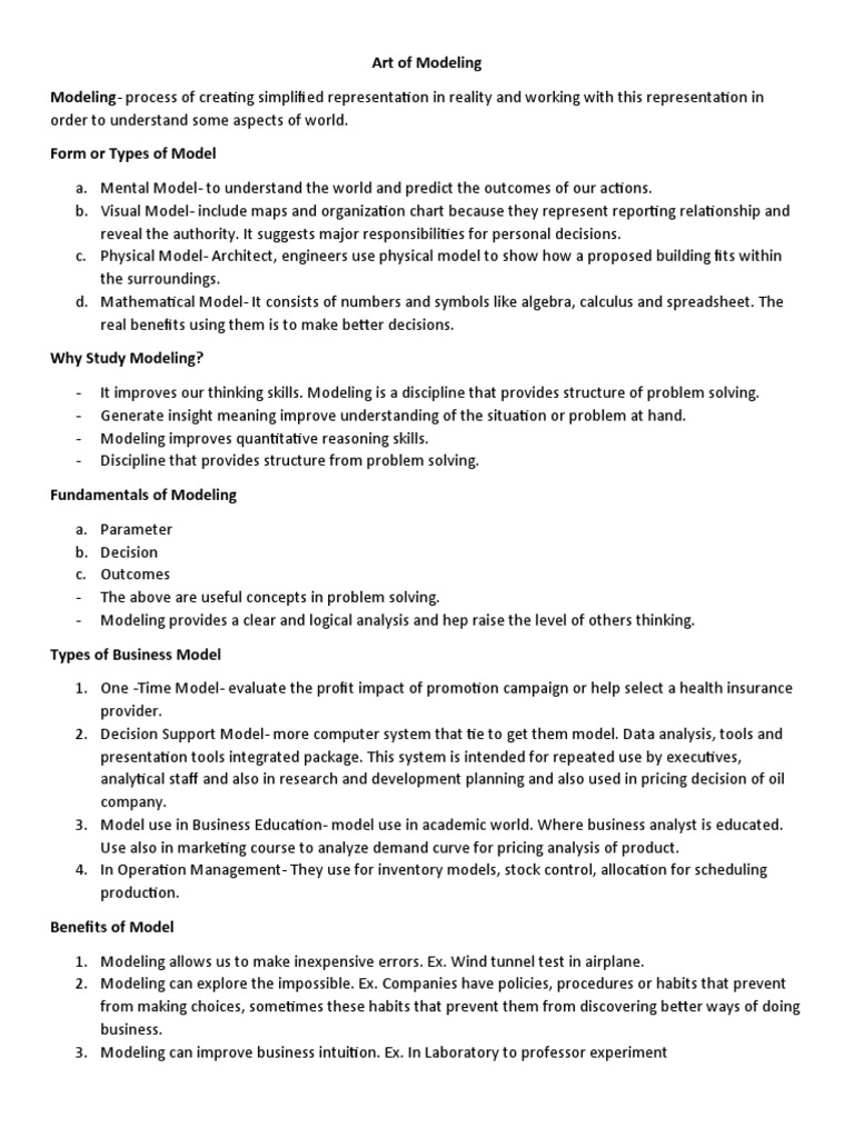 Art of Modeling | PDF | Conceptual Model | Spreadsheet