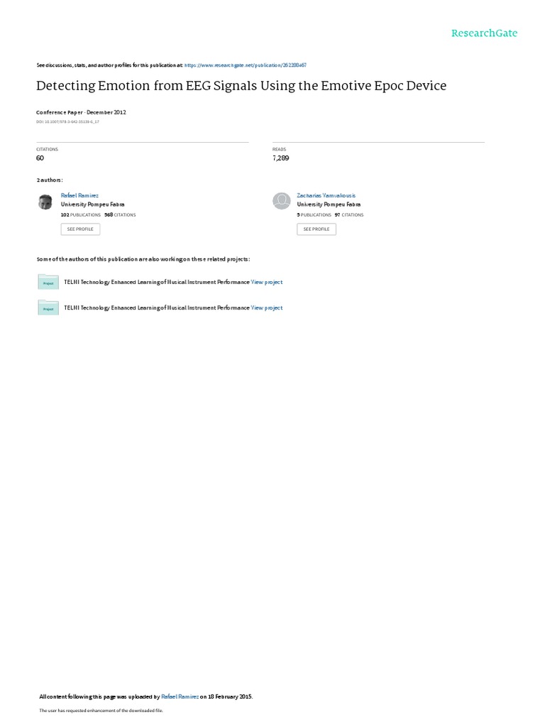 Detecting Emotion From EEG Signals Using The Emotive Epoc Device ...