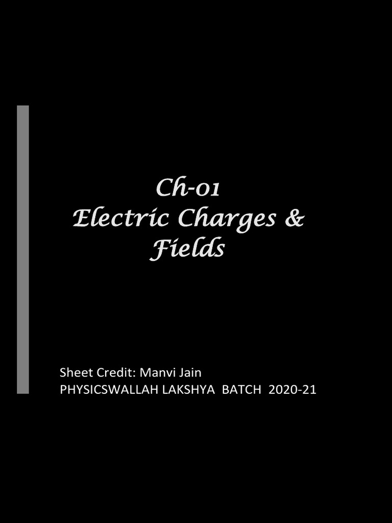 Ch-01 Electric Charges and Fields FORMULA SHEET - Formula Sheet Credi2-Merged | PDF