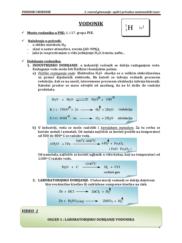 VODONIK I KISEONIK Lekcije PDF | PDF