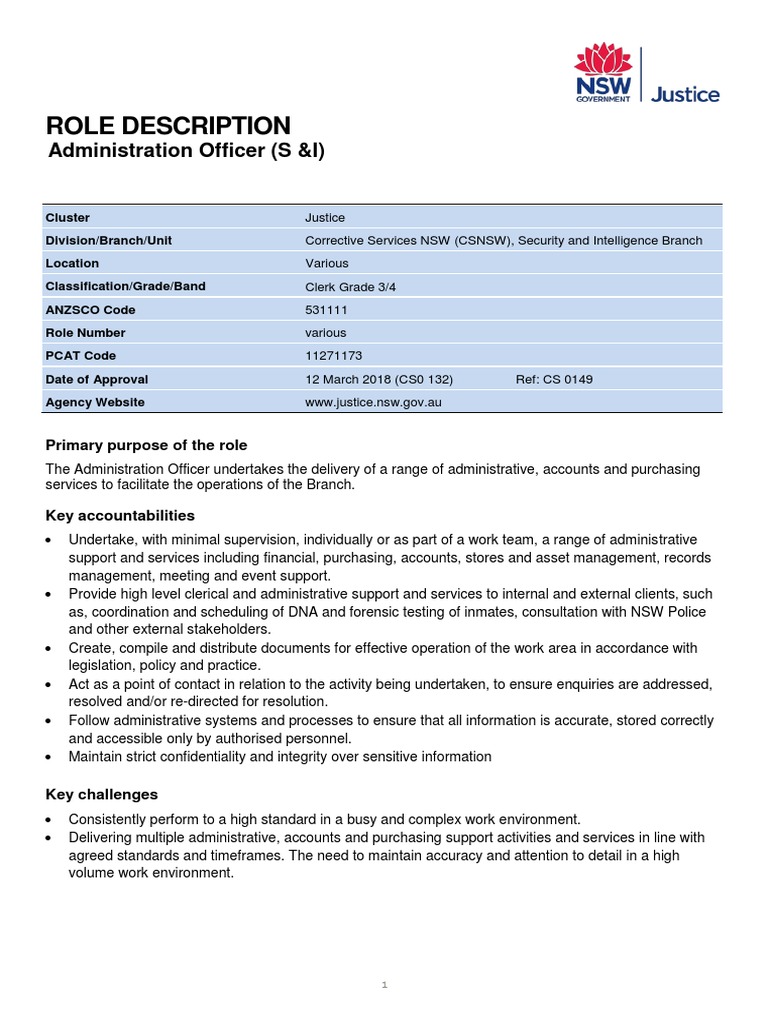 Administration Officer Role Overview | PDF | Information | Integrity