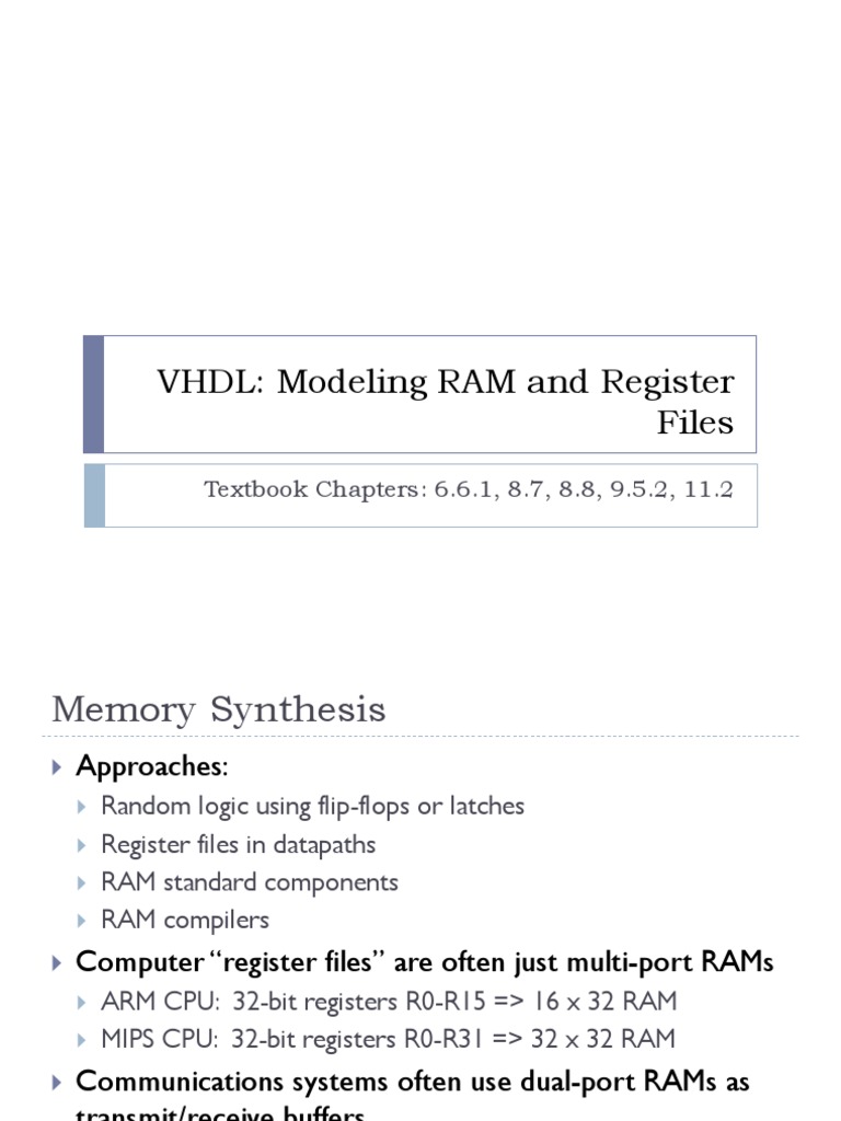 VHDL 5 Memory Models | PDF | Vhdl | Random Access Memory