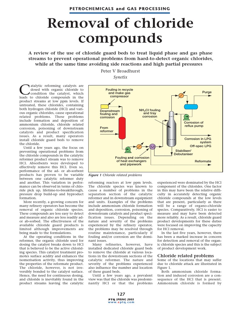 Removal of Chloride Compounds PDF | PDF | Adsorption | Catalysis