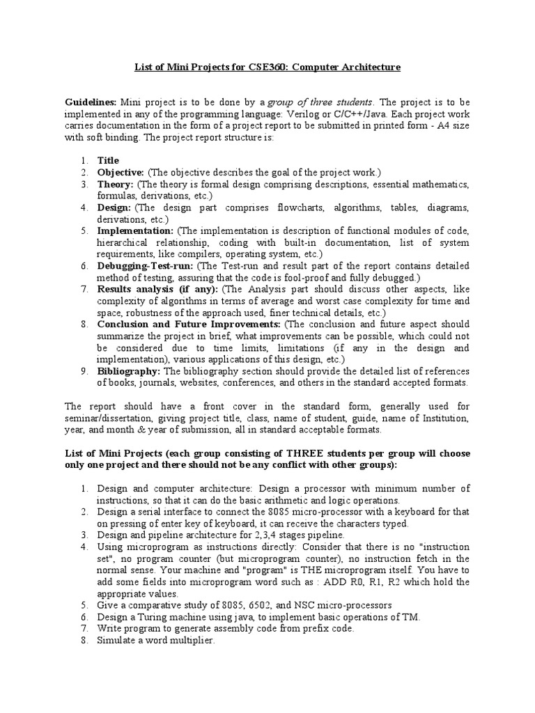 Mini Projects for CSE360: Architecture Guide | PDF | Assembly Language ...