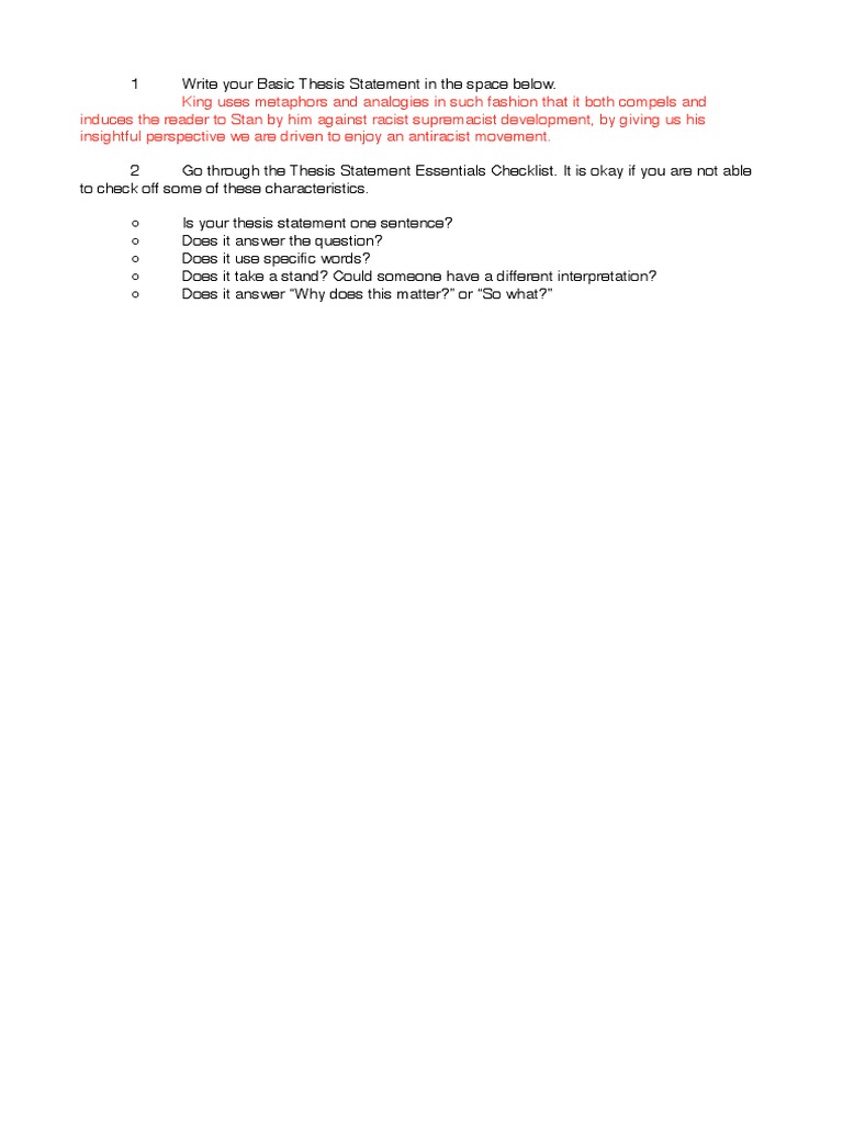 Crafting an Effective Thesis Statement | PDF