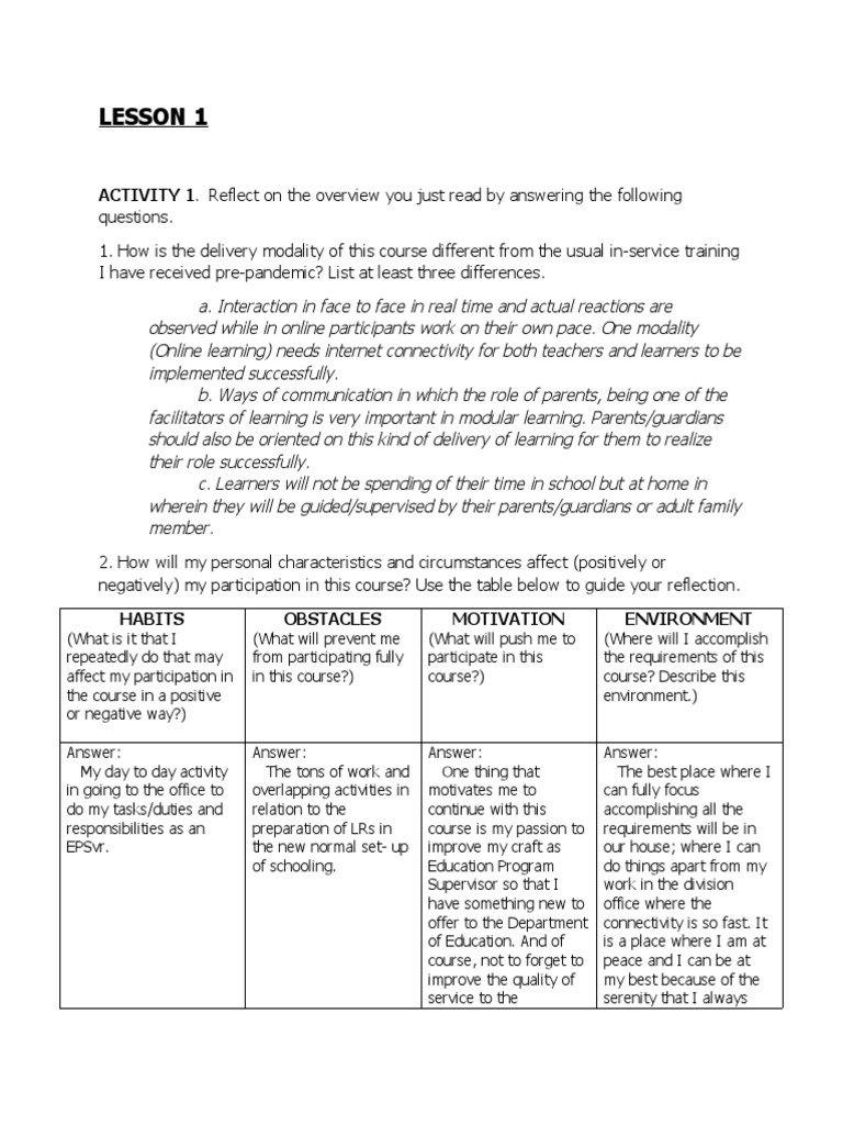 ROD REYES Reflection Lesson 1 | PDF | Educational Technology | Learning