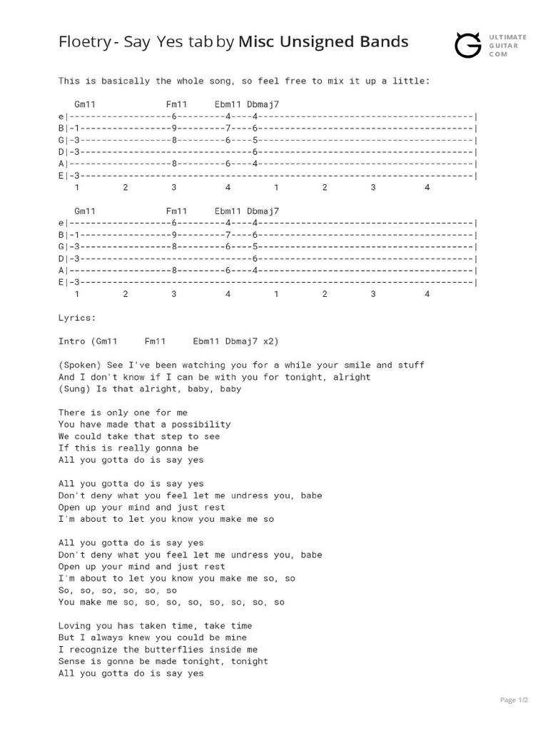Say Yes Guitar Chords