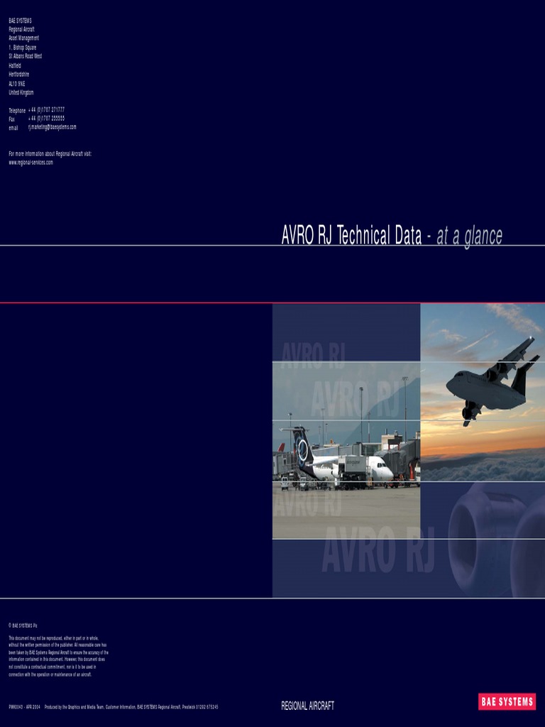 AVRO RJ Technical Data: - at A Glance | PDF | Avionics | Aviation