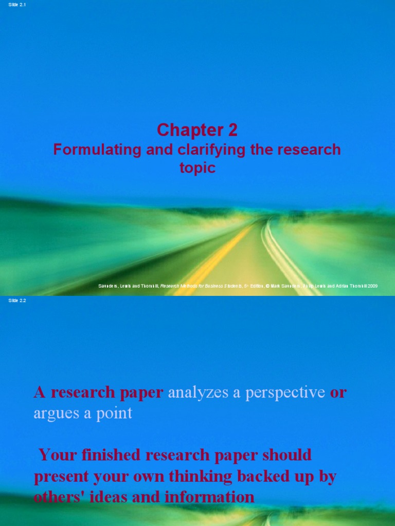 Lecture#03 Formulating and Clarifying The Research Problem | PDF | Thesis | Expert