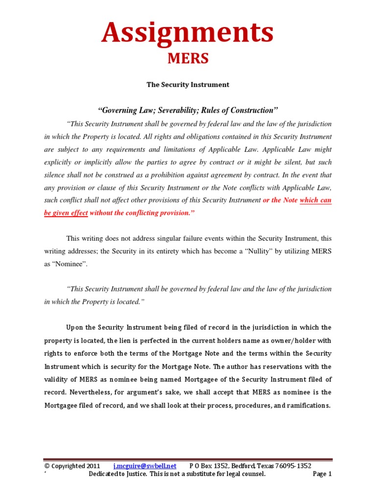 MERS Assigns R1 Lr0 | PDF | Mortgage Law | Common Law