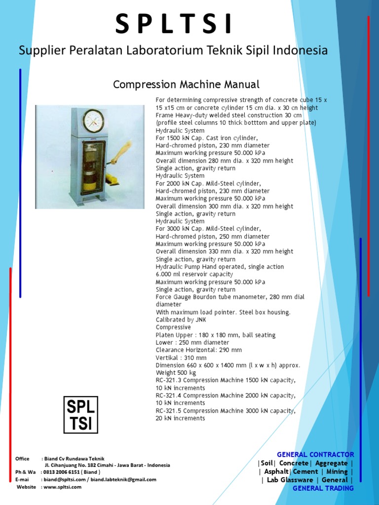 Kilian Compression Machine Manual | PDF | Pressure Measurement ...