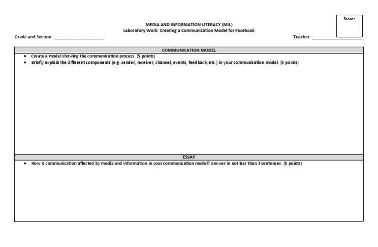 Communication Model Worksheet | PDF