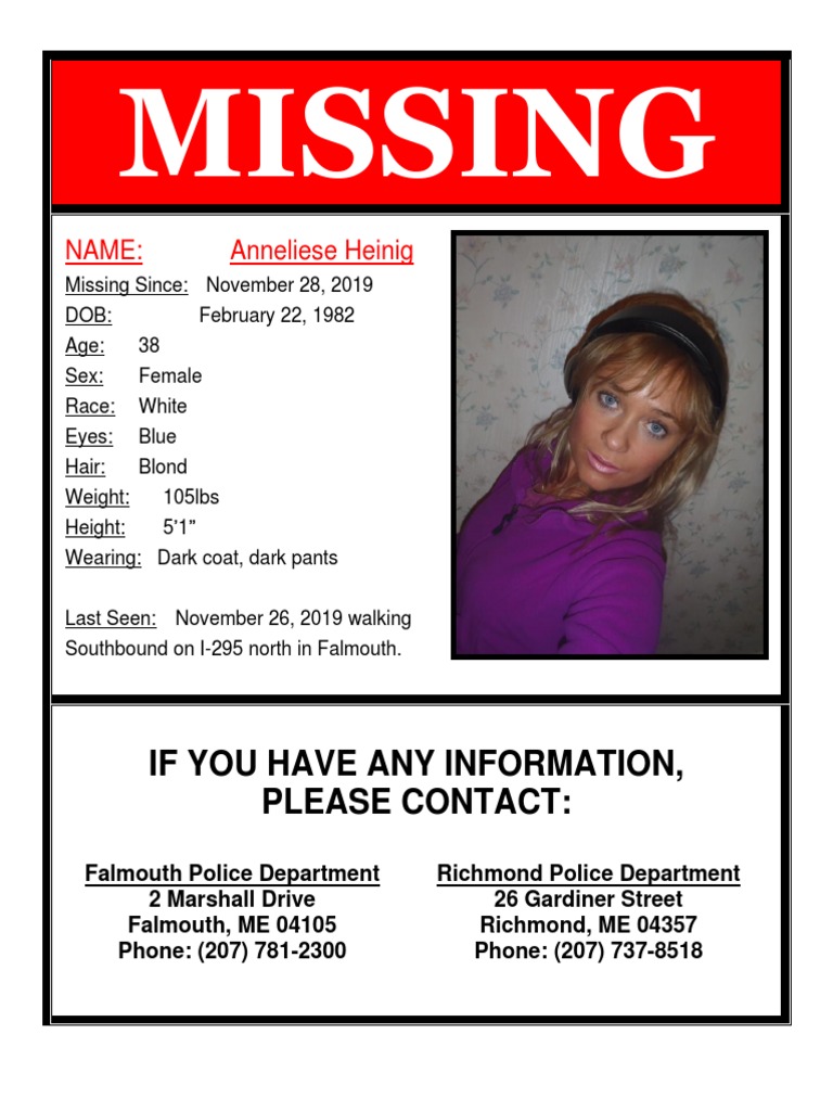 Anneliese Heinig Missing Flyer | PDF