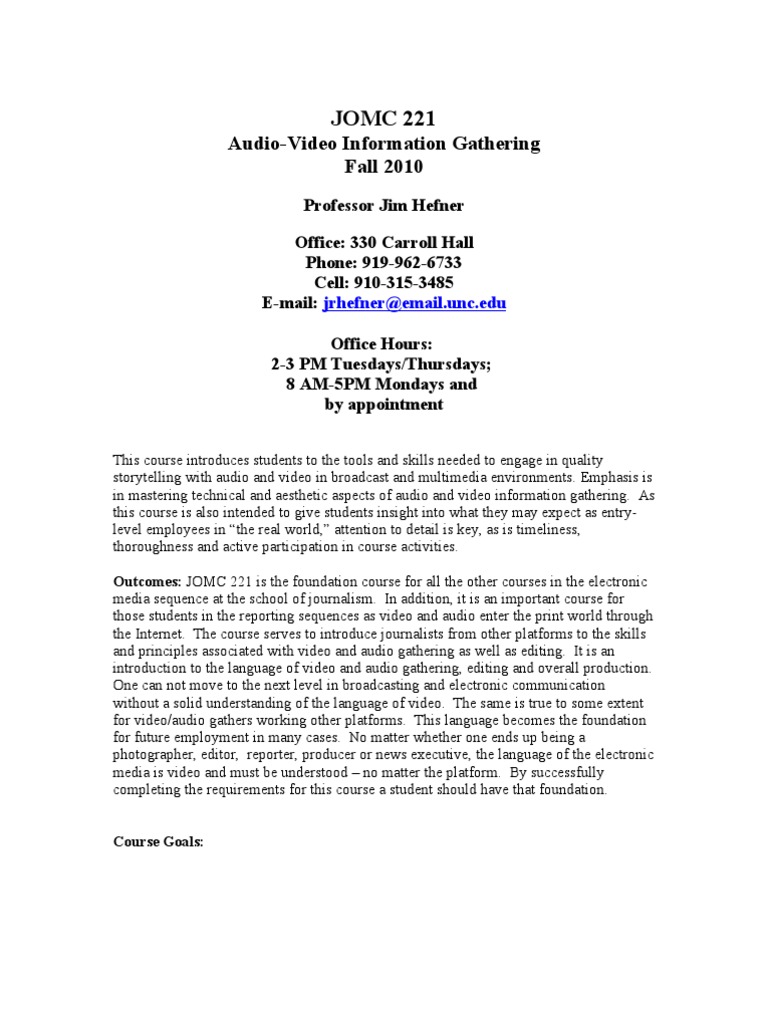 AV Syllabus | Download Free PDF | Journalism | Broadcast Journalism