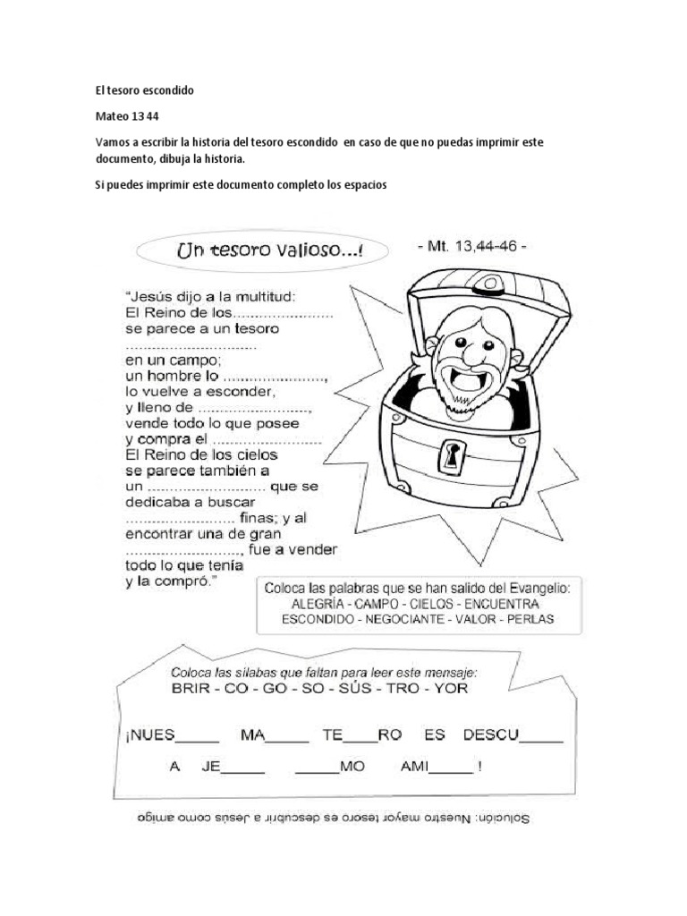 Actividades del Tesoro Escondido para Niños | PDF