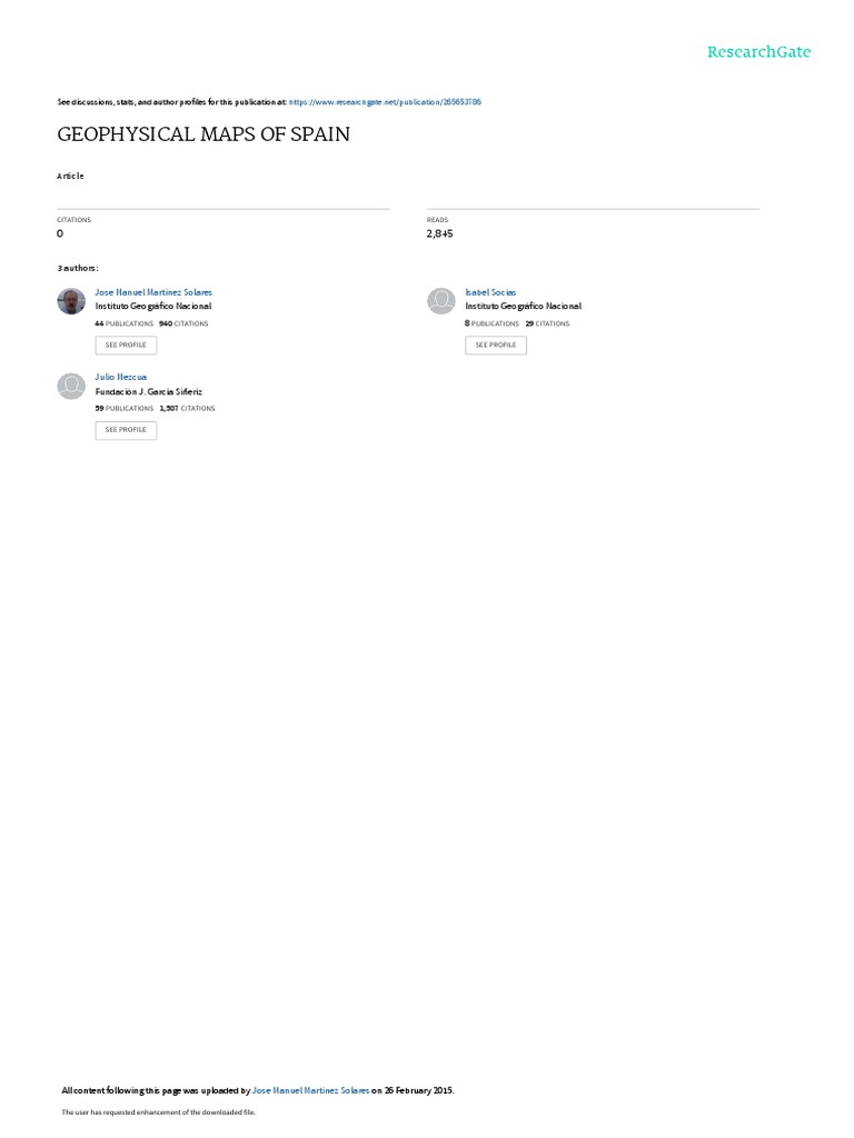 Geophysical Maps of Spain PDF | PDF | Magnetometer | Earthquakes