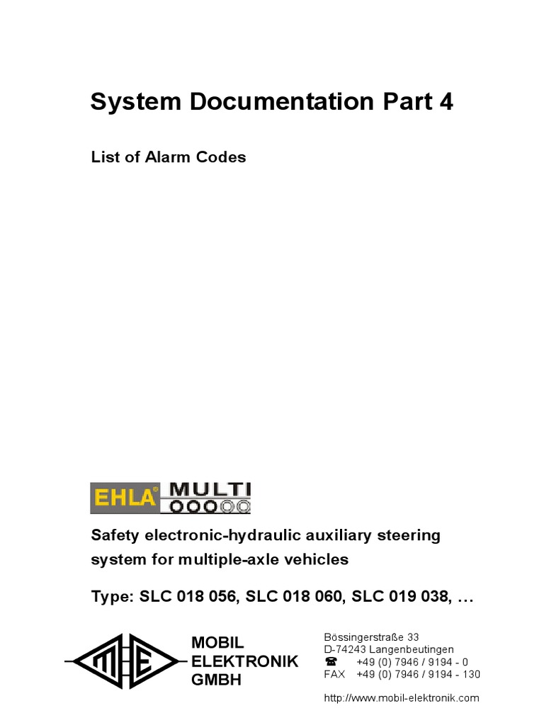 System Documentation Part 4: List of Alarm Codes | PDF | Power Supply ...