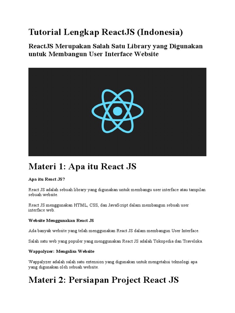 Tutorial Lengkap ReactJS | PDF
