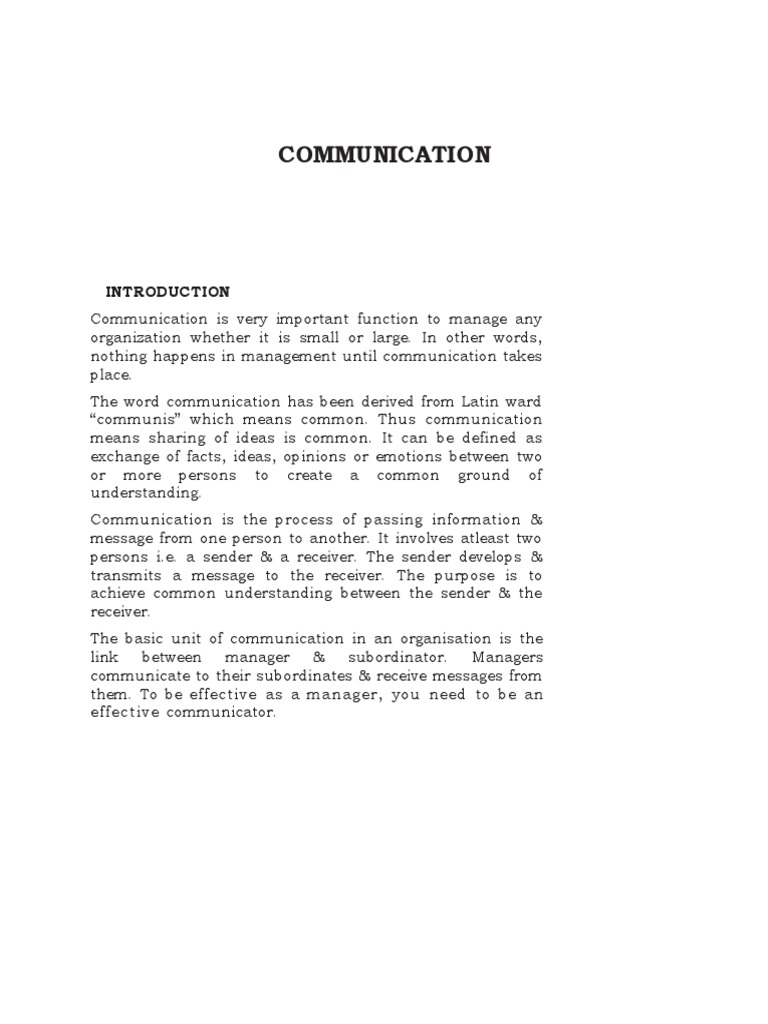 Communication in Management | Download Free PDF | Communication ...
