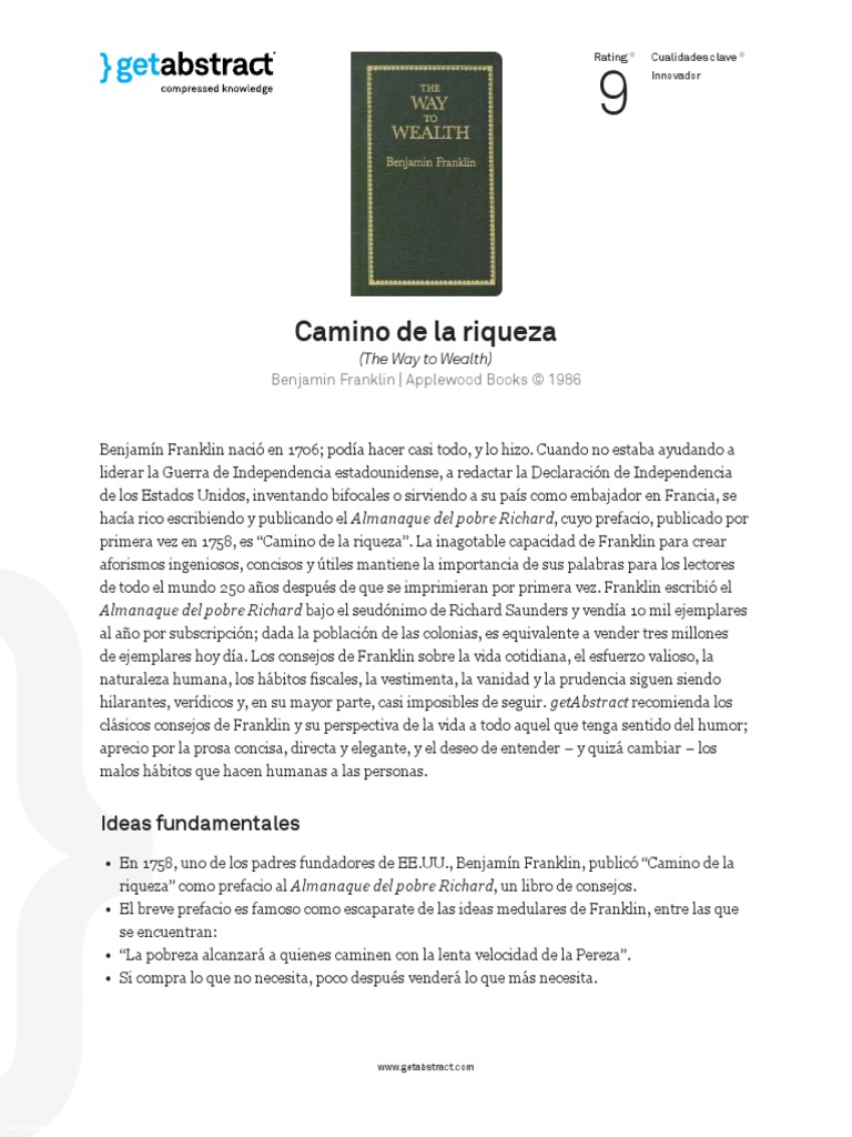 Camino de La Riqueza Franklin Es 17094 | PDF | Benjamin Franklin