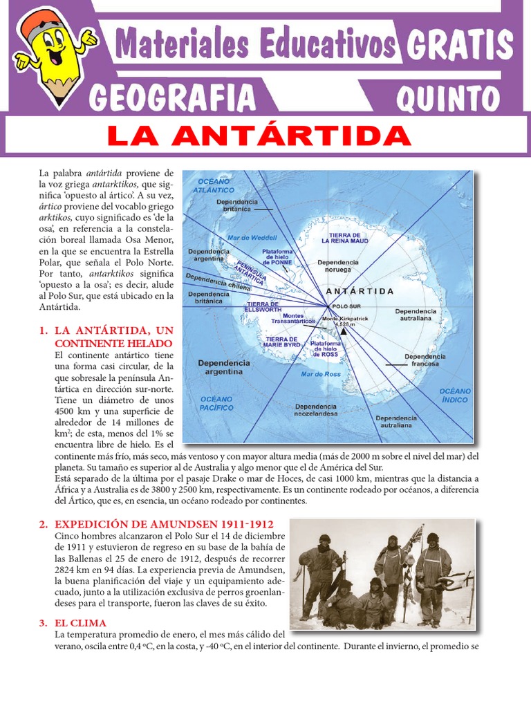 La Antártida para Quinto Grado de Secundaria | PDF | Antártida | Alimentos