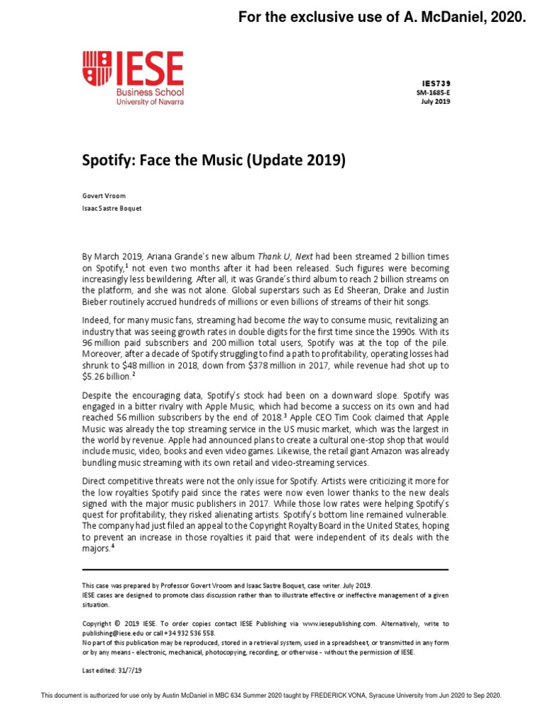 Spotify Case Study | PDF | Spotify | I Tunes