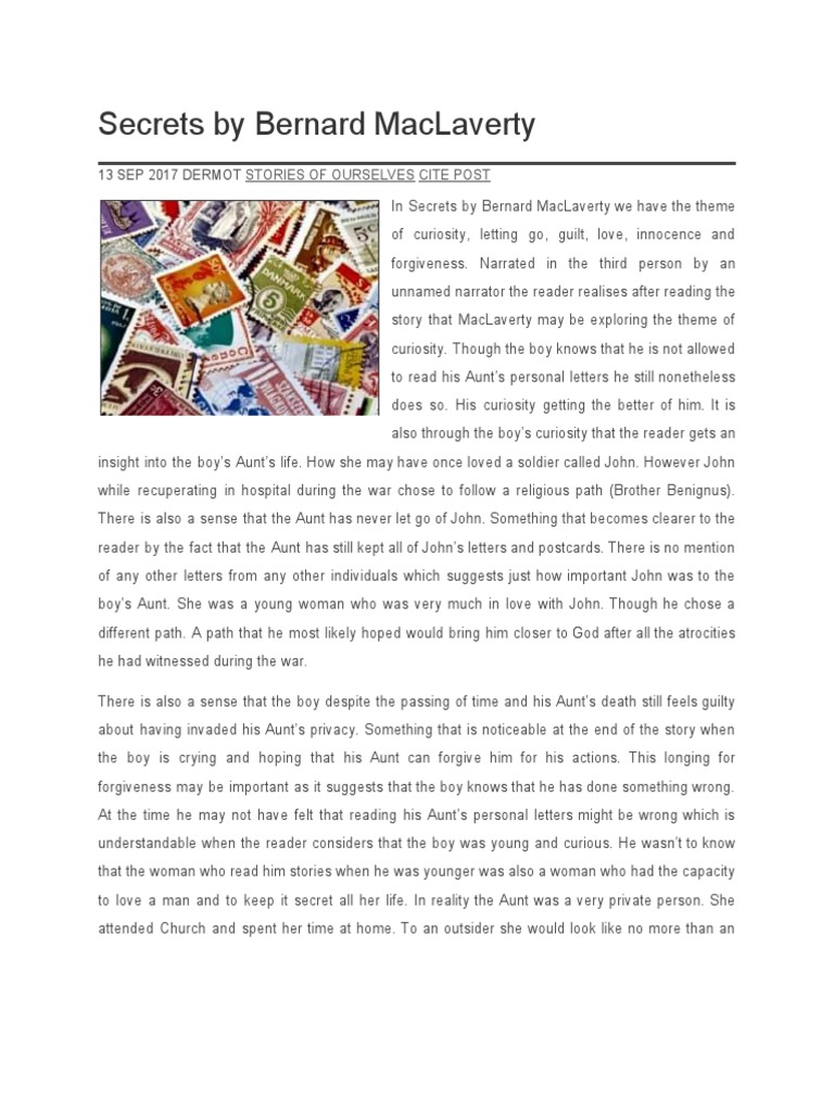 Secrets by Bernard MacLaverty ANALYSIS | PDF | Curiosity | Forgiveness