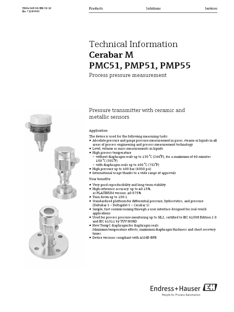 Presion PMC51 - PMP51 | PDF | Pressure Measurement | Direct Current