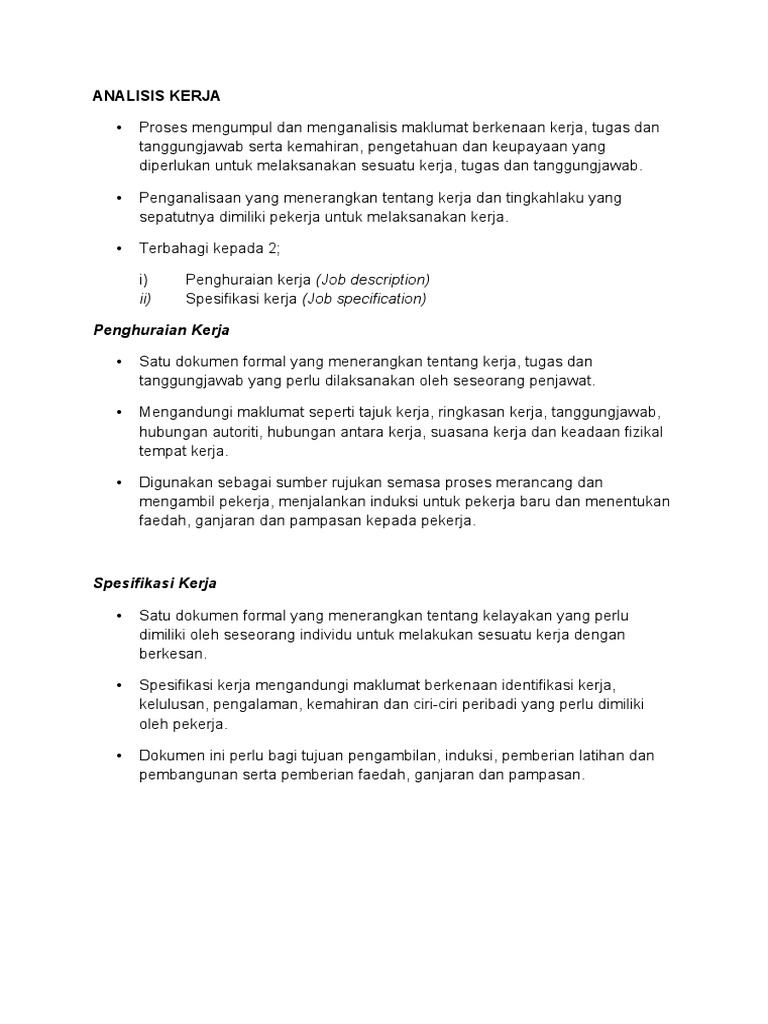 Analisis Kerja | PDF | Bisnis