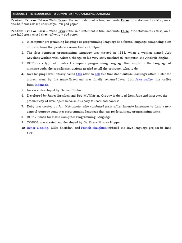 2 Computer Programming Module 1 | PDF | Java (Programming Language ...