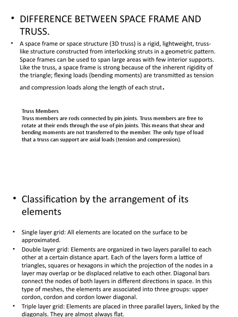 Difference Between Space Frame and Truss | PDF | Truss | Stress (Mechanics)