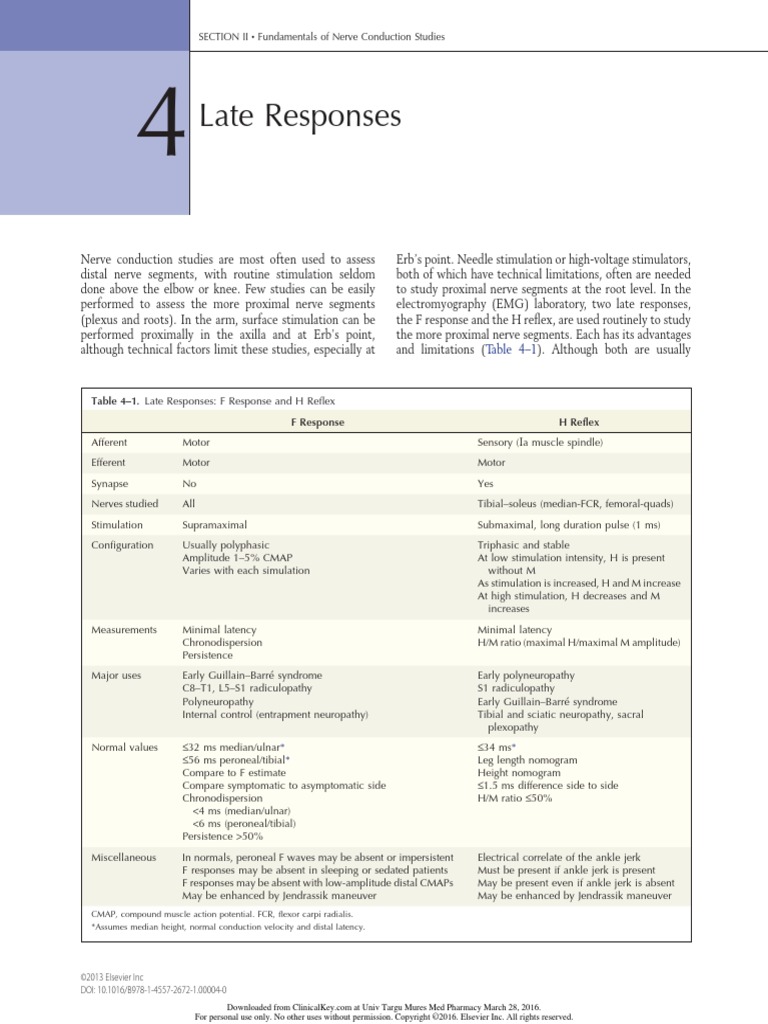 Late Responses: Table 4-1. Late Responses: F Response and H Reflex F ...