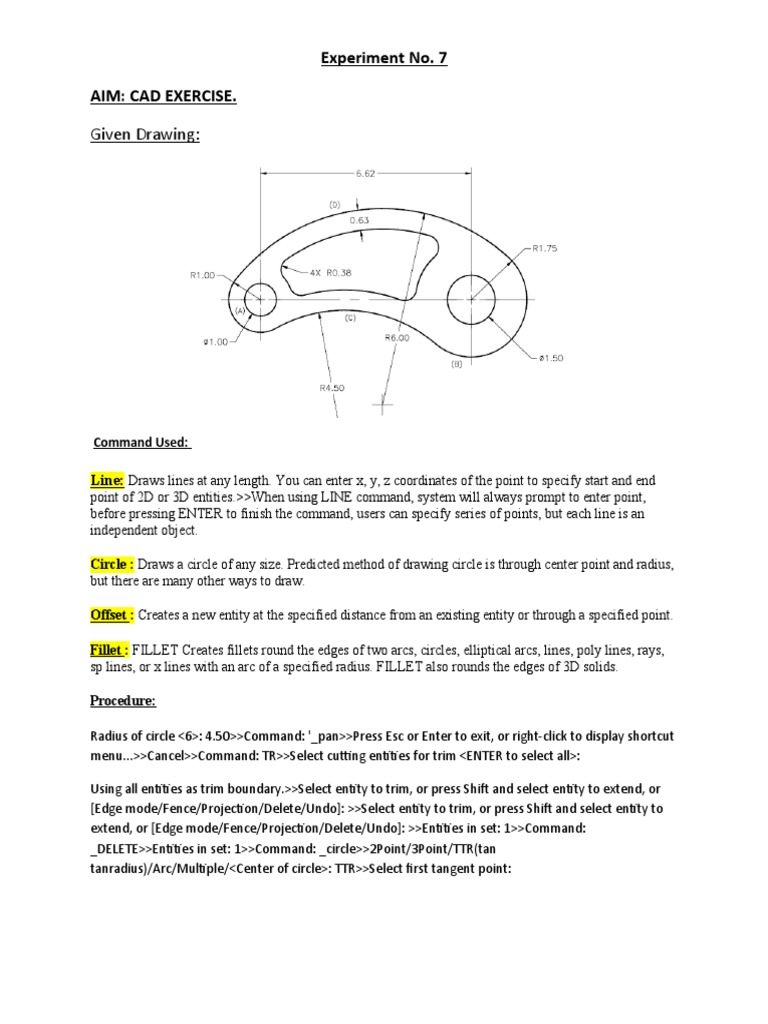 Given Drawing:: Experiment No. 7 Aim: Cad Exercise | PDF | Space | Geometry