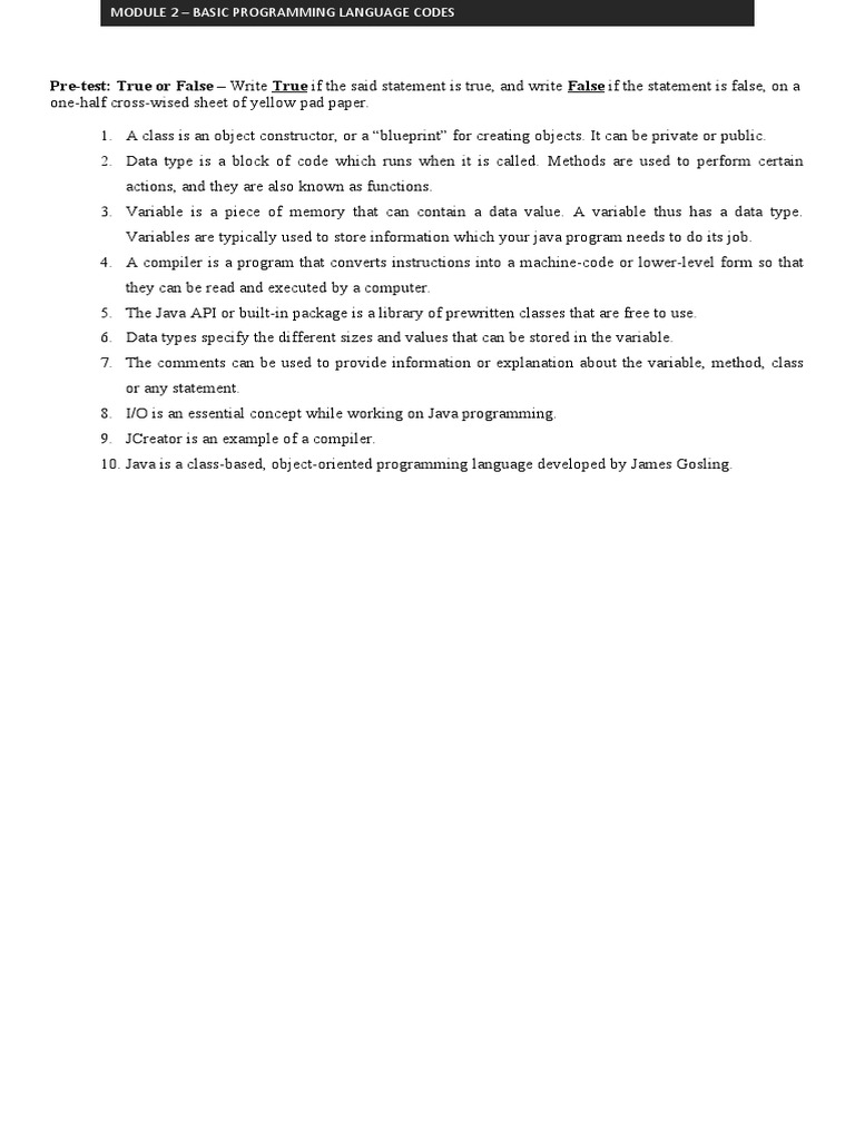 2 Computer Programming Module 2 Pdf Class Computer Programming