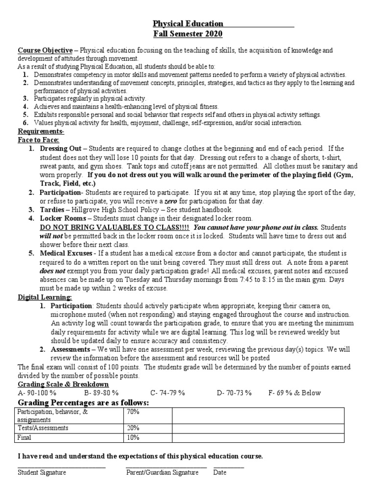 Activity Class Syllabus | Download Free PDF | Physical Education | Test ...