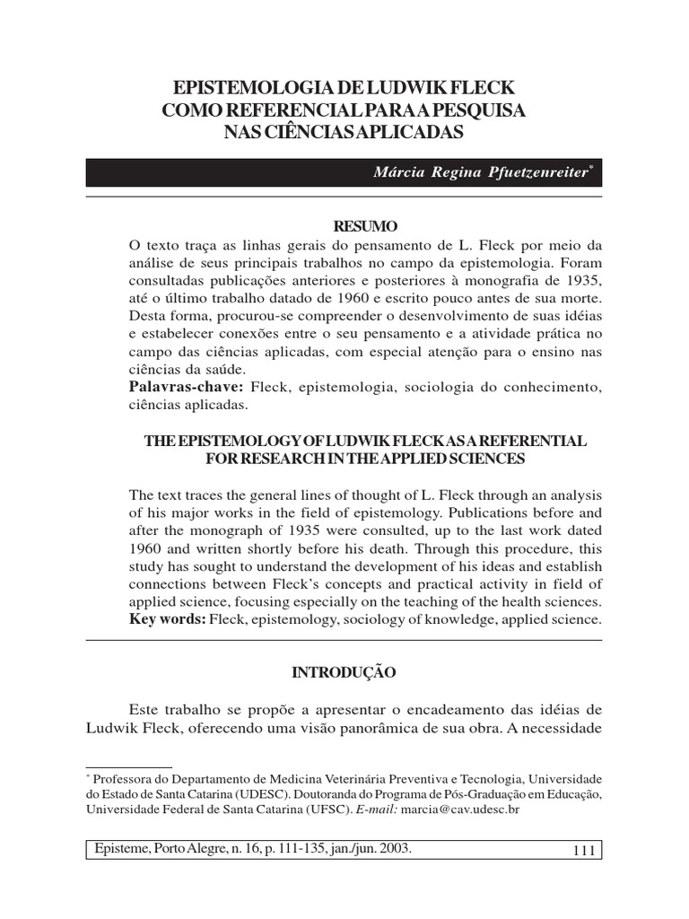 Ludwig Fleck PDF | PDF | Pensamento | Science