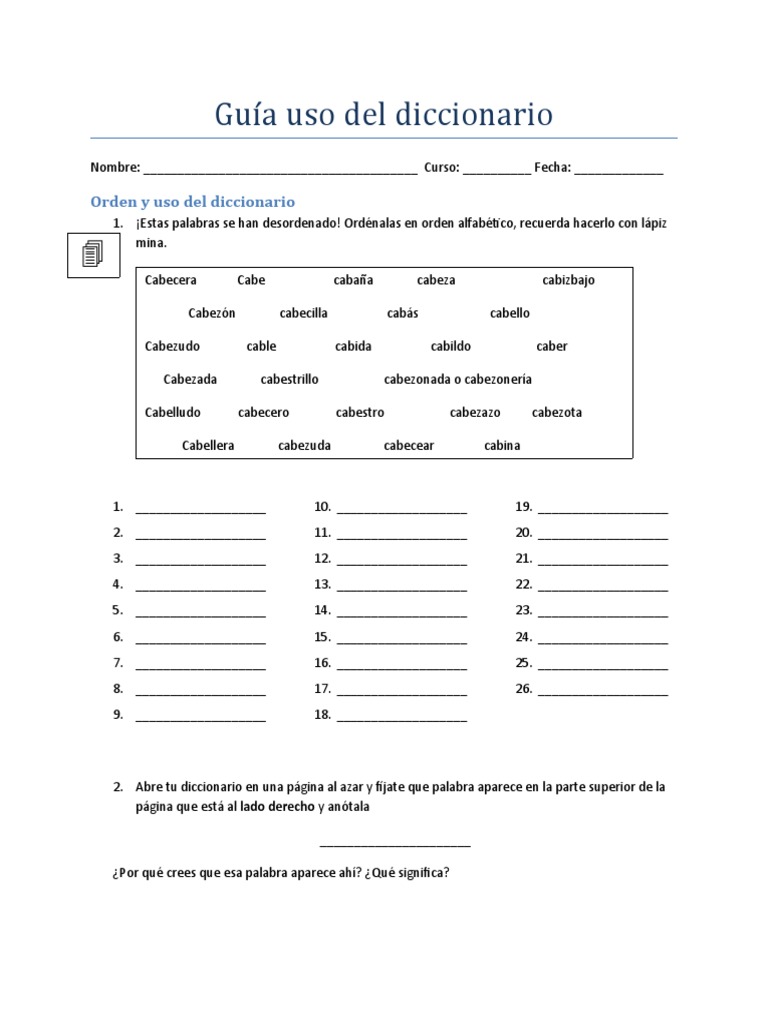 Guía Uso Del Diccionario | PDF | Palabra | Semiótica