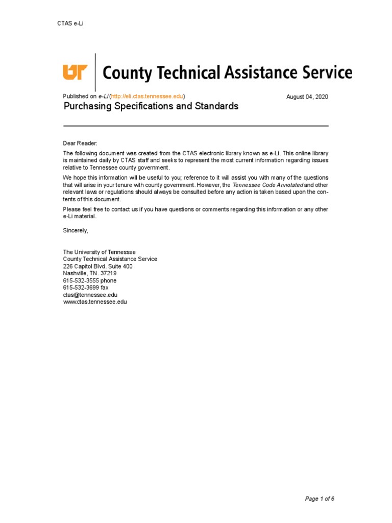 Purchasing Specifications and Standards: Page 1 of 6 | PDF | Specification (Technical Standard ...