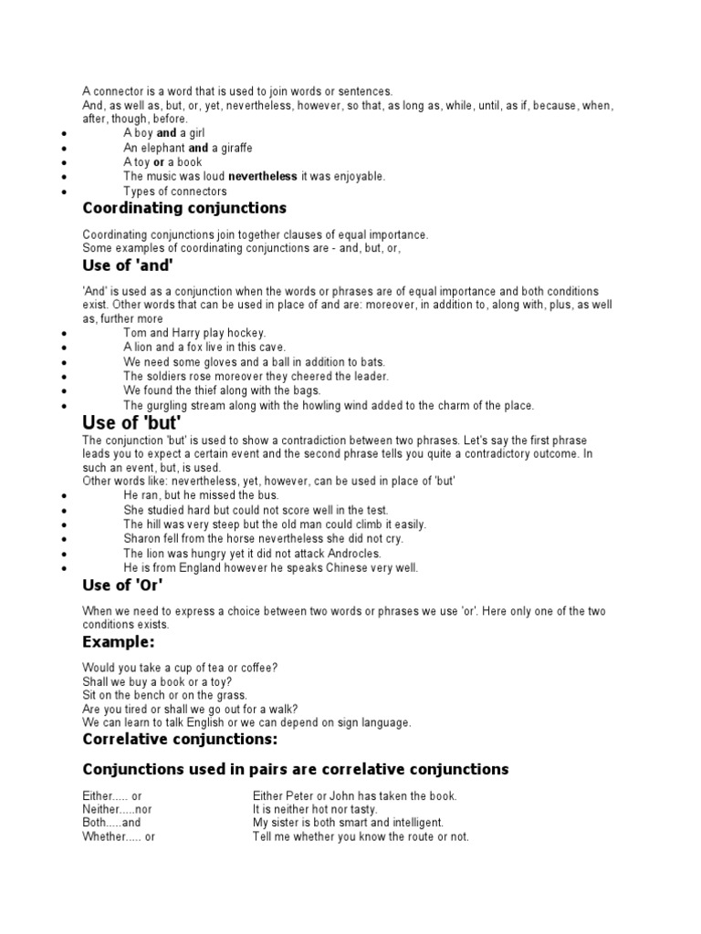 Use of 'But': Coordinating Conjunctions | PDF | Preposition And Postposition | Phrase