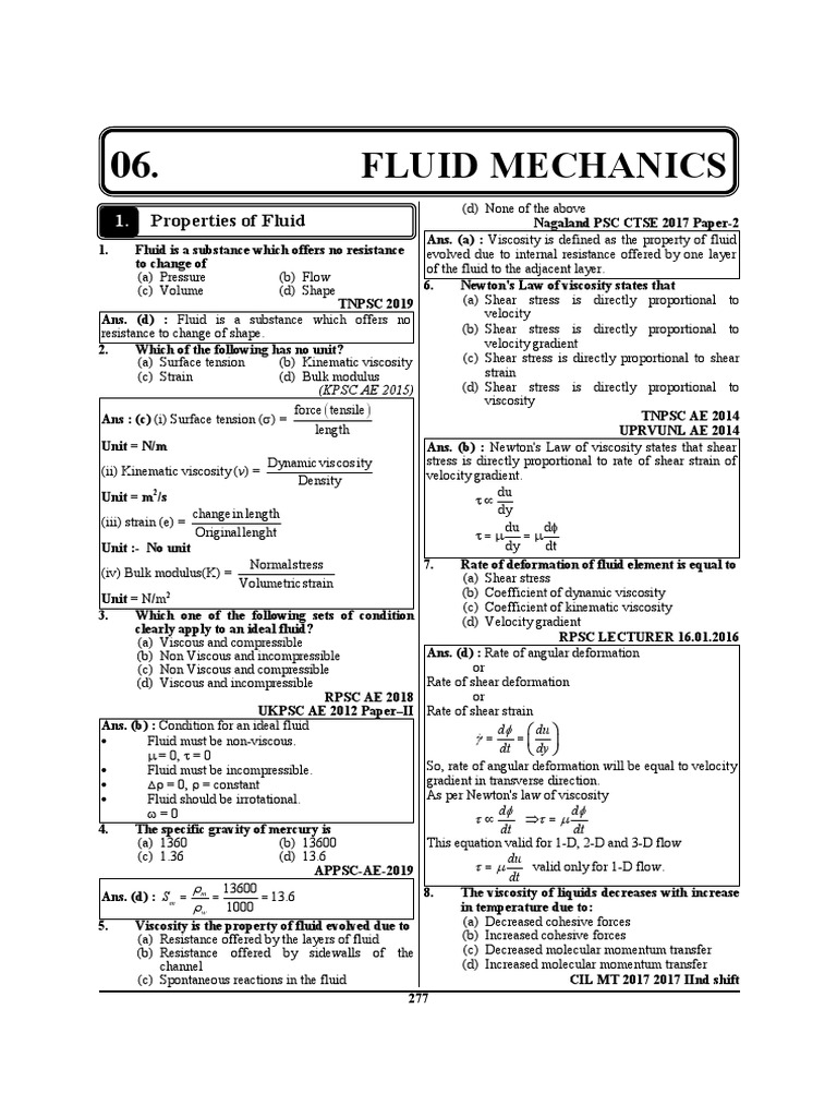 6.fluid Mechanics-1-10 | PDF | Viscosity | Shear Stress