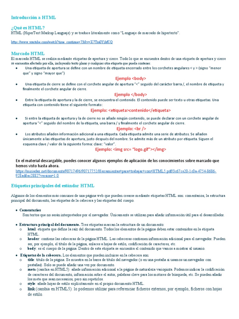 Introducción A HTML | PDF | HTML | Hojas de estilo en cascada