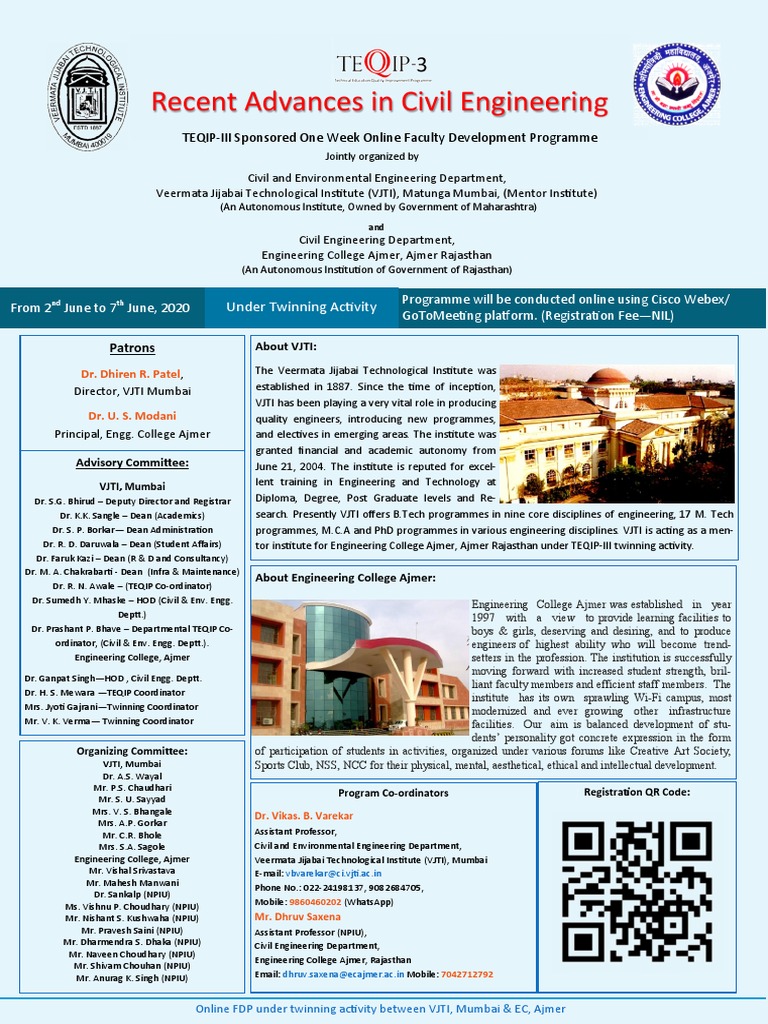 Advancing Civil Engineering: A One Week Online Faculty Development ...