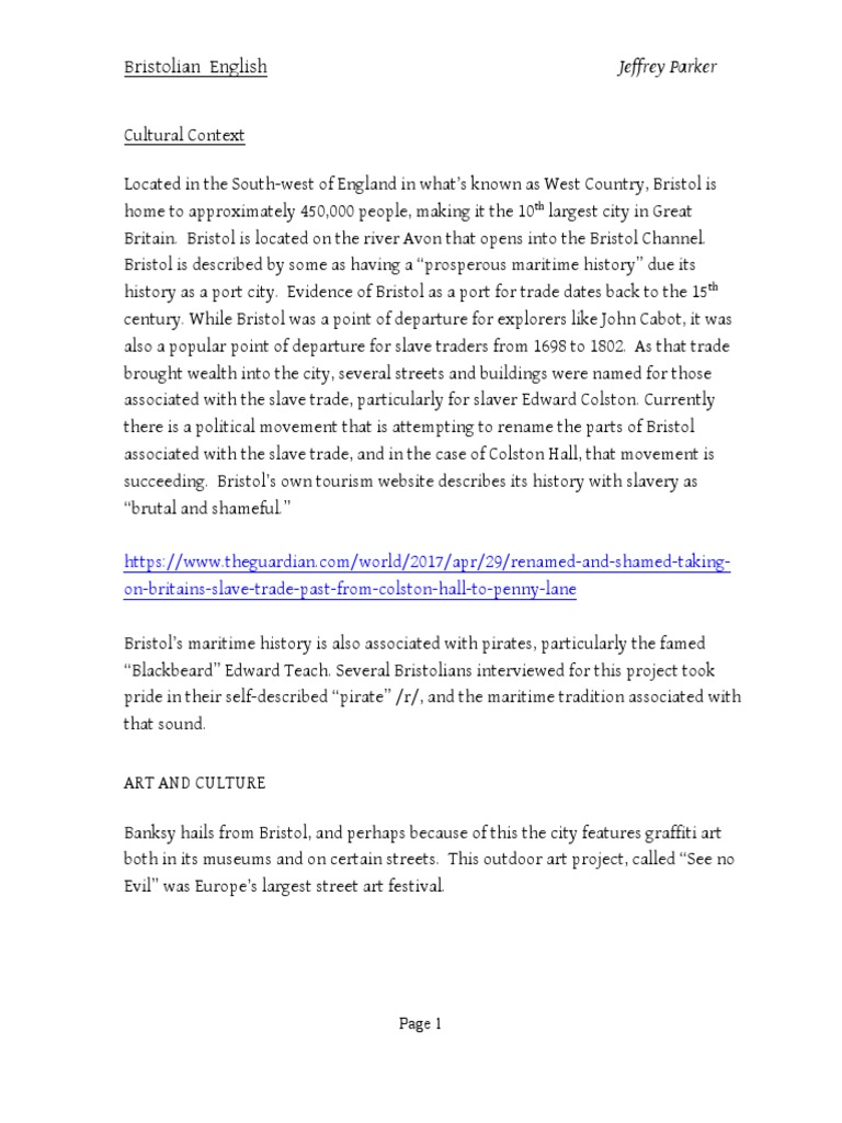 Bristol Accent Breakdown Jeffrey Parker PDF | PDF | Stress (Linguistics ...