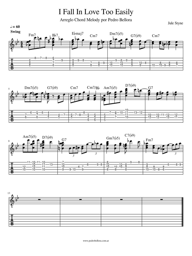 I Fall in Love Too Easily - Chord Melody (Version Gratuita) | PDF ...